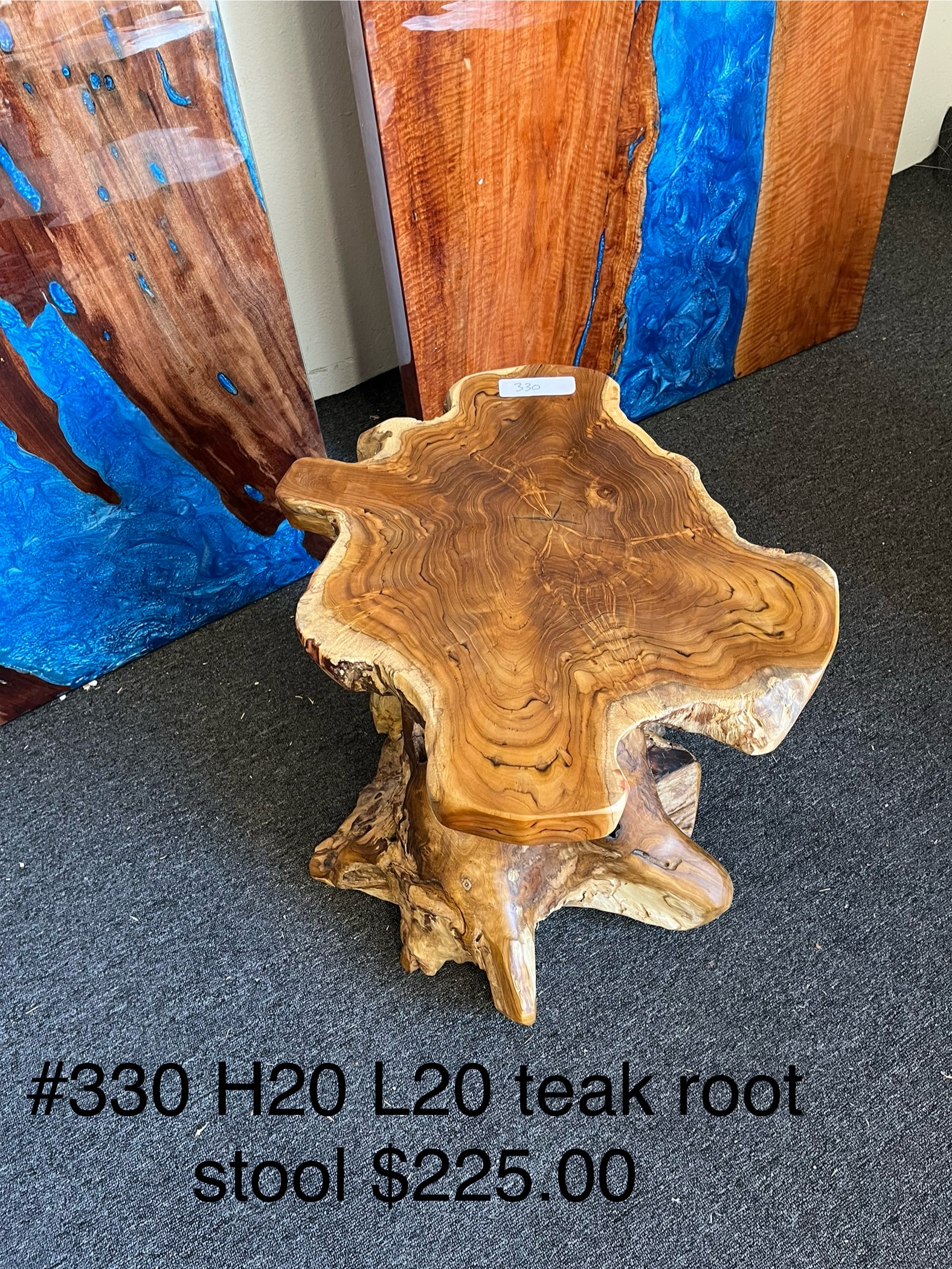 Teak Root Stool - epoxytablesonline.com